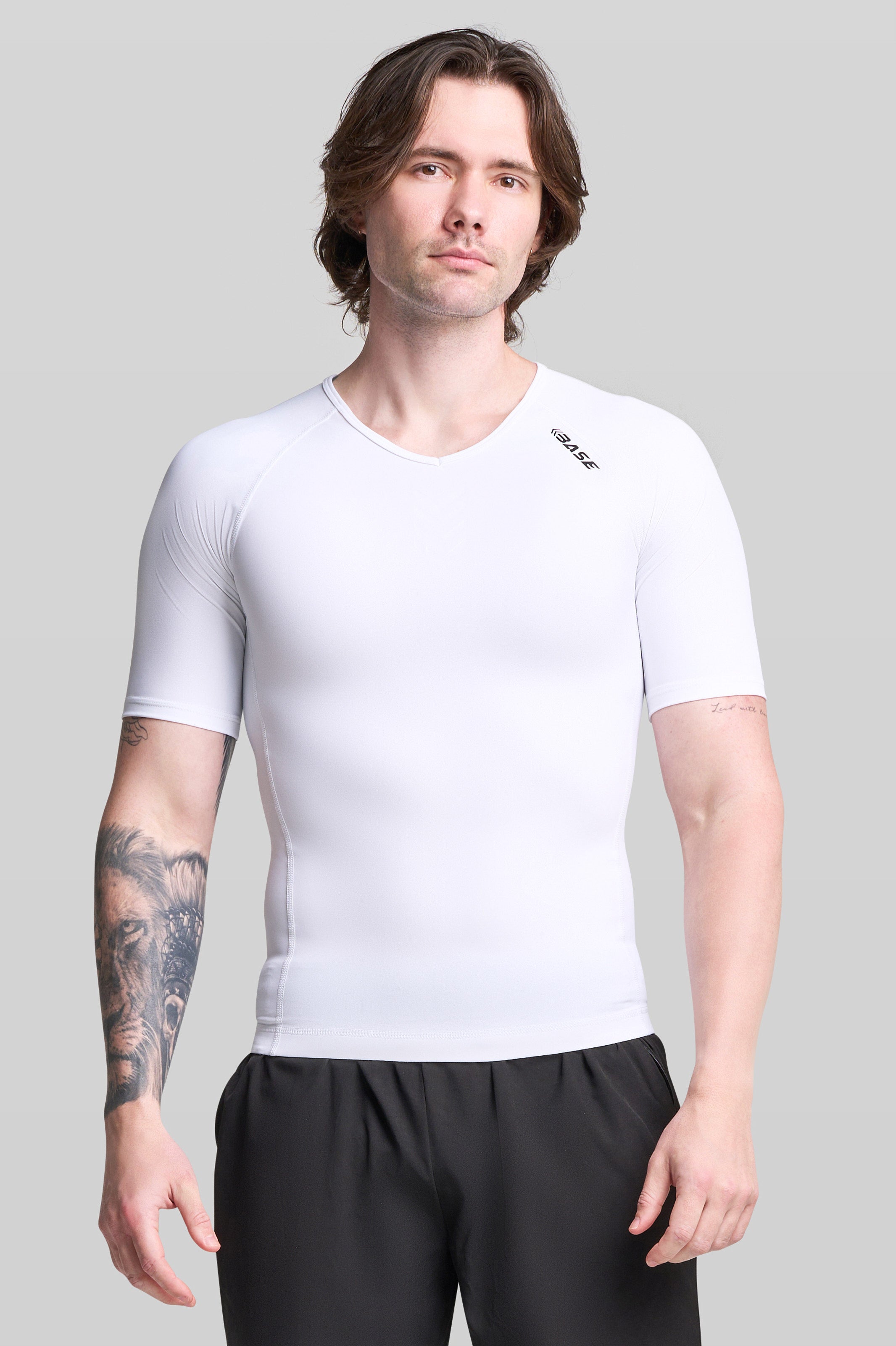 BASE Mens Short Sleeve Compression Tee - White | Performance ...