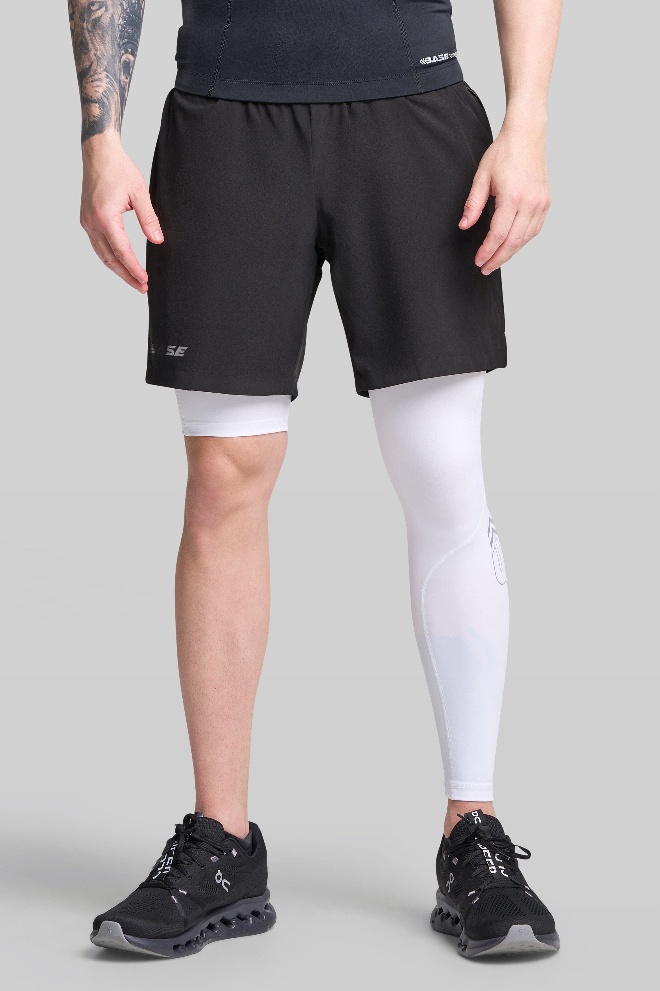 BASE Men's Adapted Compression Tights White | Right Leg Short Design ...