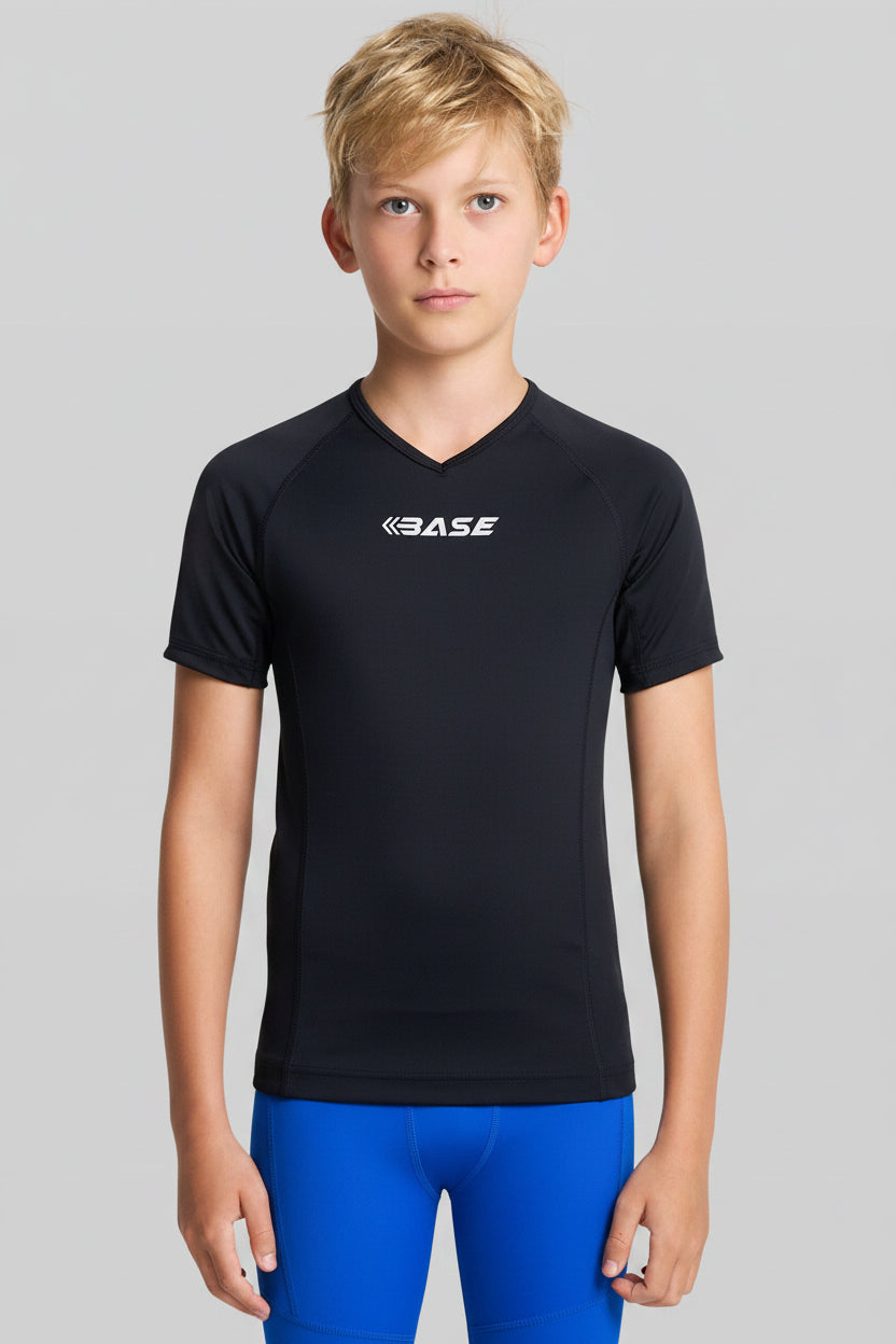 BASE Youth Short Sleeve Compression Tee - Black | Youth Athletic ...